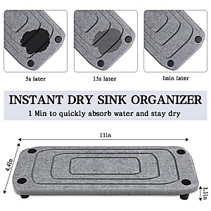 Yipem 2 Pcs Sink Caddy Instant Dry Sink Organizer Fast Drying Stone for Kitchen Counter, Diatomaceous Water Absorbing Stone Sink Tray Quick Dry Sink Stone for Home Decor