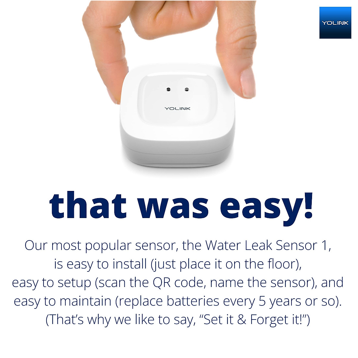 Smart Leak Sensors 2 Pack, YoLink 1/4 Mile World's Longest Range Wireless Smart Water Leak Sensor Compatible with Alexa and IFTTT Leak Detector with App Alerts and Remote Monitor, YoLink Hub Included