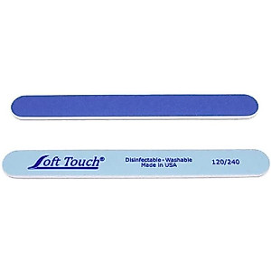 Soft Touch Nail File, Double Sided - 120/240 Grit, Light/Dark Blue, for Natural or Acrylic Nails, 7 Inch - One Piece