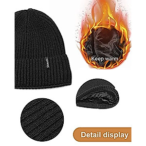 Ocatoma Beanie Hat for Men Women Warm Winter Knit Cuffed Beanie Soft Warm Ski Hats Unisex Black