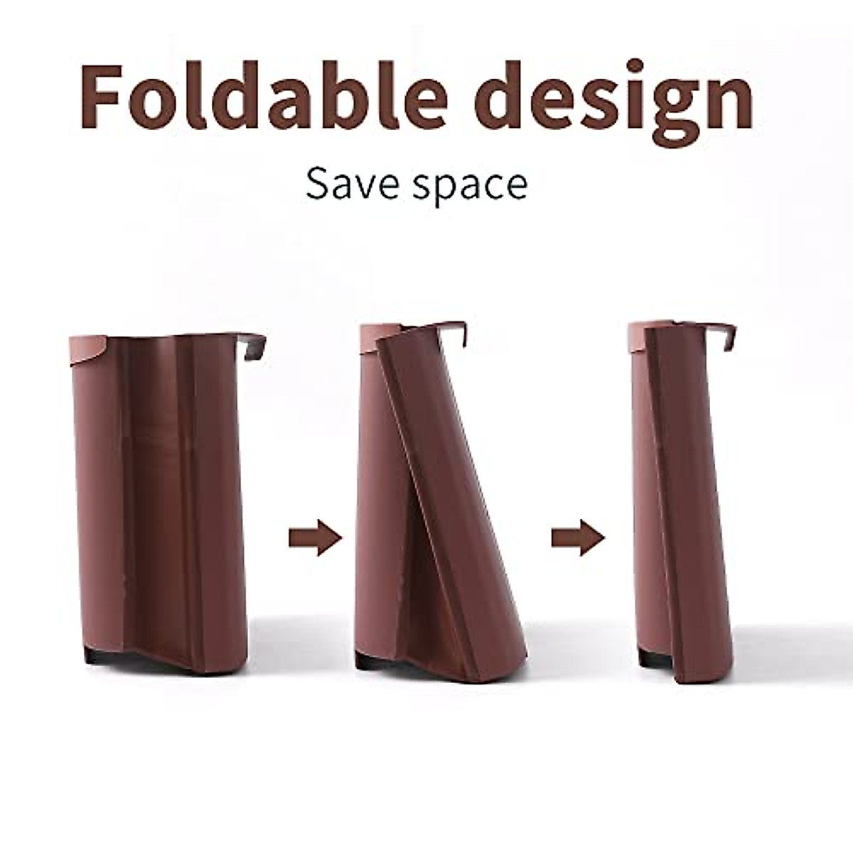 INSHA Hanging Trash Can,Small in-Cabinet Kitchen Garbage Bin Can Easy Attached to Cabinet Door Kitchen Drawer Car Waste Can with Top Ring to Fix Garbage Bag (ZDLJT-Brown)