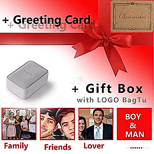 BagTu Starry sky Cufflinks and Tie Clip Set with Gift Box and Greeting Card, Galaxy Dark Blue Cufflinks and Tie Clip Gift Set for Men