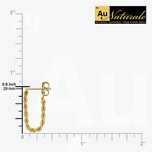 10k Yellow Gold Rope Chain Earrings Minimalist Jewelry For Women