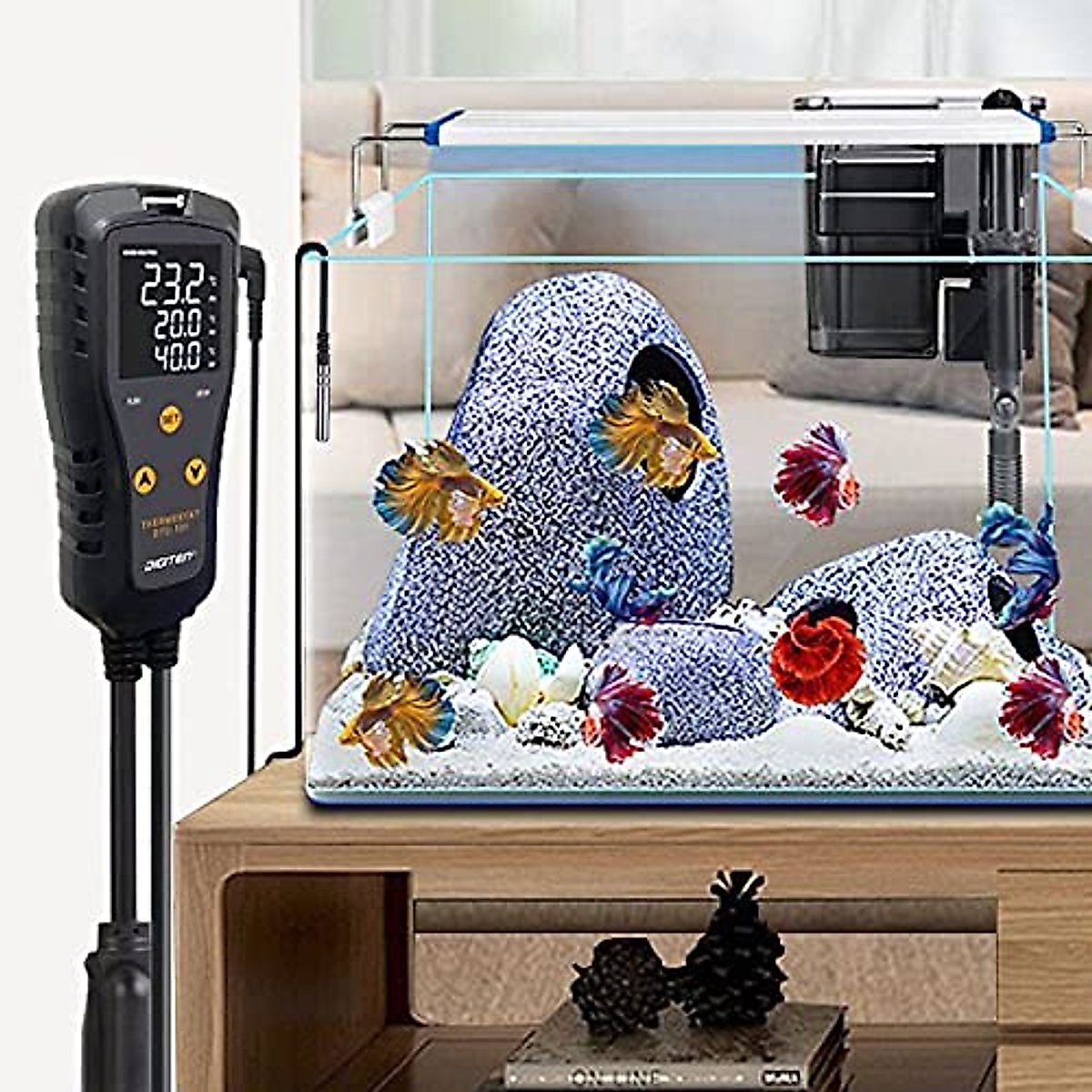 DIGITEN Temperature Controller Heat Mat Thermostat Outlet DTC151 Digital Temperature Controller 110V 15A Reptile Thermostat Greenhouse Thermostat Aquarium Temperature Controller Heating Cooling Mode