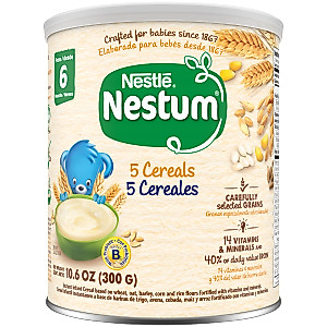 Nestle Nestum Infant Cereal, 5 Cereals, Made for Infants 6 Months Old, 10.6 Ounce Canister (Pack of 3)