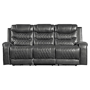 Lexicon Derringer Wall Hugger Manual Double Reclining Sofa, Gray