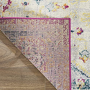 Antep Rugs Elite 5x7 Vintage Bohemian Distressed Oriental Medallion Indoor Area Rug (Pink, 5' x 7')