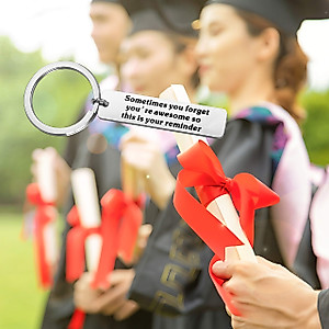 SEIRAA Inspirational Gift Keychain Sometimes You Forget You’re Awesome Encouragement Graduation Gift for Son Daughter (Inspirational Keychain)