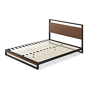 ZINUS Suzanne 37 Inch Bamboo and Metal Platform Bed Frame / Solid Steel Construction / No Box Spring Needed / Wood Slat Support / Easy Assembly, Chestnut Brown, Full