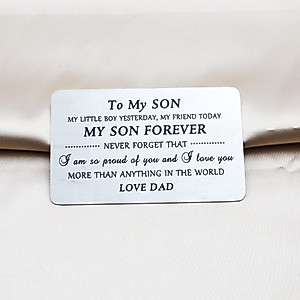 NC Wallet Card Insert for Son Daughter from Mom Dad Inspirational Birthday Graduation Wedding Christmas Gifts for Daughter Son (MY LITTLE SON)