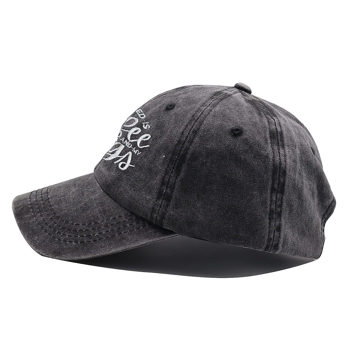 All I Need Is Coffee and My Dogs Hat, Dog Dad & Mom Baseball Cap, Coffee Life Adjustable Embroidered Distressed Denim (Embroidered Black, One Size)