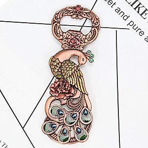 WOIWO 1 PCS European Style Composite Gold Rose Peacock Tin Wine Driver Fashion Creative Magnet Beer Bottle Opener