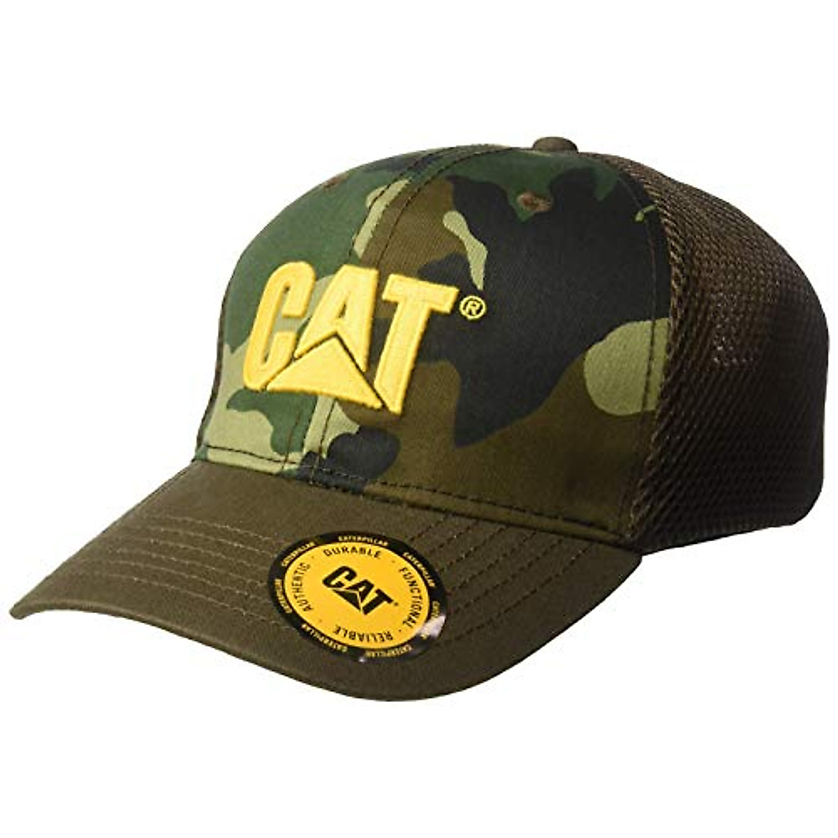 Caterpillar mens Acitve Mesh Stretch Baseball Cap, Woodland Camo, Large-X-Large US