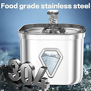 Cat Water Fountain, Stainless Steel Pet Water Fountain for Cats Inside Ultra-Quiet Pump, 2L/67oz Automatic Dog Dispenser Water Bowl, Multiple Pets Water Fountain Green