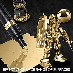 ZOET 3PK Gold Chrome Marker Chrome Pen | Gold Paint for Any Surface | Gold Chrome Marker Paint Pen for Repairing, Model Painting, Marking or DIY Art Projects| Permanent Liquid Mirror