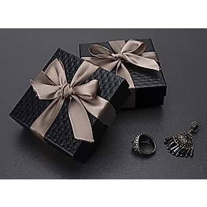 MESHA Cardboard Jewelry Boxes, 3.5x3.5x1 Cotton Filled Jewelry Gift Box with Lid, Jewelry Boxes for Small Business, Packing, Shipping, Necklace, Earring, Bracelet, Black, Pack of 52 Jewelry Boxes