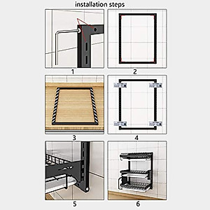 FEHUN Sinks,Stainless Steel Kitchen 3-Layer Wall-Mounted Drain Rack,with Drip Tray/Hanging Chopstick Rest