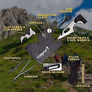 Credit Card Multitool Upgraded 18 in 1 Survival Multipurpose Wallet Tool Card Knife Fire Starter, Whistle, Compass Dad Gift for Men Fathers Day and Christmas Gift