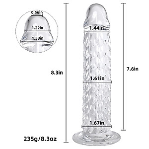 Upgrade 8.3 Inch Dragon Scales Realistic Dildo G Spot Stimulation Dildos with Powerful Suction Cup for Hands-Free Play Anal Adult Sex Toy for Women and Couple (Clear)