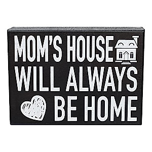 JennyGems Mom's House Will Always Be Home Wooden Sign, Mom Table Decor and Wall Hanging, Gifts for Moms, Made in USA