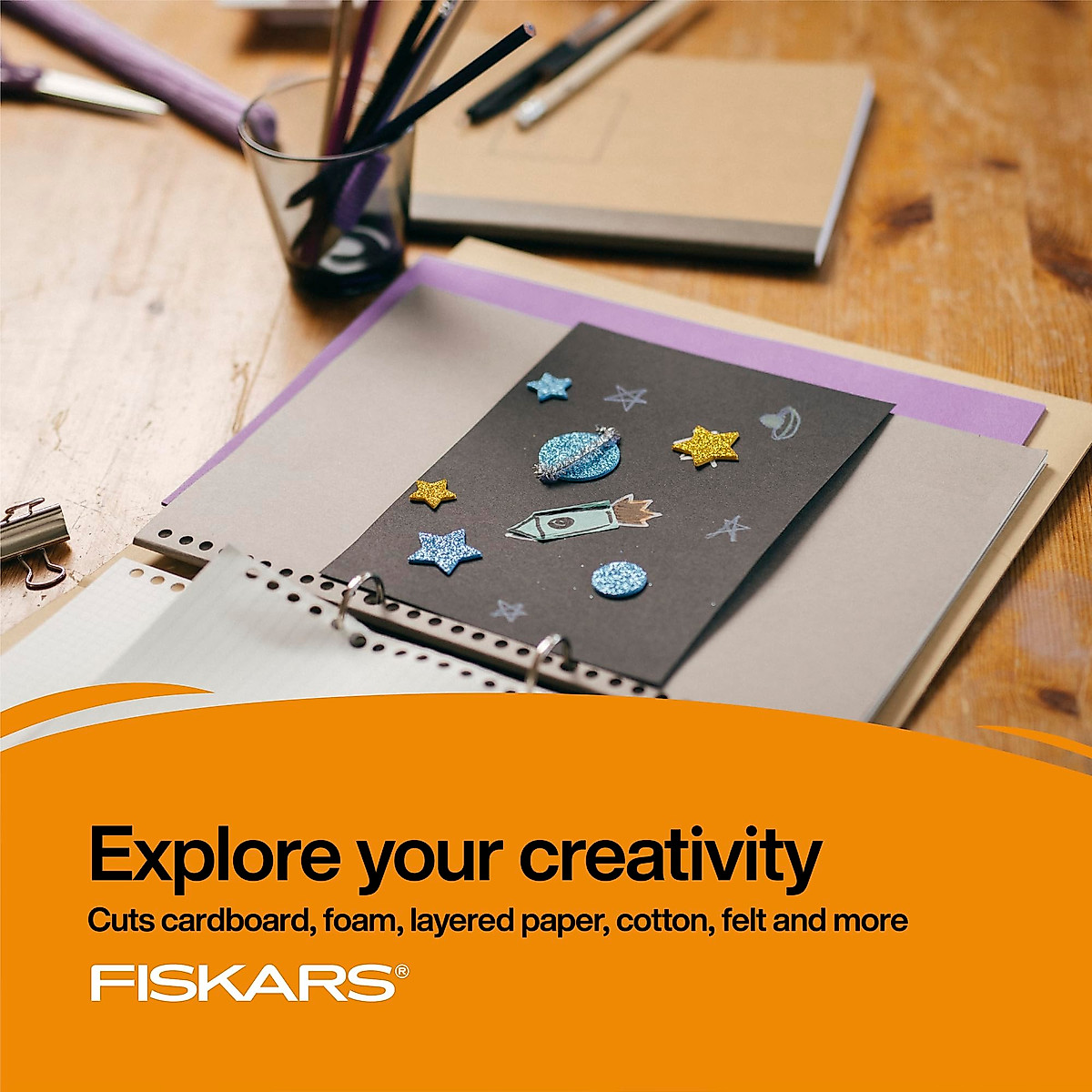 Fiskars 199710-1007 Back to School Supplies, Left Handed Student Kids Scissors, 7 Inch, Blue Lightning