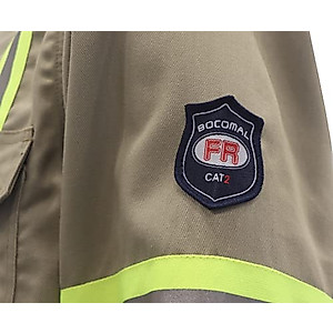 BOCOMAL FR Shirts Hi Vis/High Visibility Flame Resistant/Fire Retardant Shirt 7.5oz Khaki FR Shirts for Men