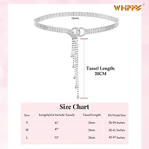WHIPPY Women Rhinestone Belt Silver Shiny Diamond Fashion Crystal Ladies Double O-Ring Waist Belt for Dresses