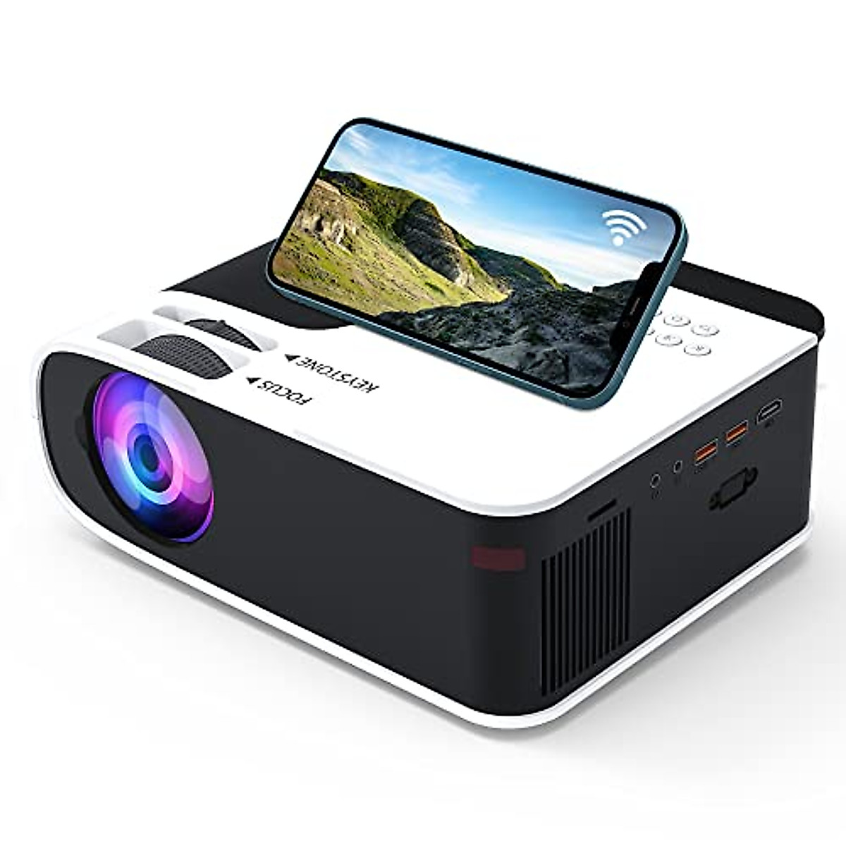 Verratek Lumavision Pro Mini Projector, Native 1080P Portable Video Projector, 250 Inch Screen Projector Screen, Home Theatre Compatible with HDMI, USB, AV, LED Portable Projector for Home/Outdoors