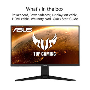 ASUS TUF Gaming VG279QL1A 27” HDR Gaming Monitor, 1080P Full HD, 165Hz (Supports 144Hz), IPS, 1ms, FreeSync Premium, DisplayHDR 400, Extreme Low Motion Blur, Eye Care, HDMI DisplayPort (Renewed)