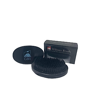 G.B.S Military Style Dual Bristle Beard and Hair Brush - Hi-Gloss Wood, Animal-free Vegan Bristles, Over 2,000 Firm Bristles for Daily Grooming (BLACK)