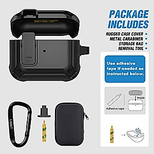 Valkit for Airpods 3rd Generation Case Cover with Lock, Military Armor Cool AirPods 3 Case with Keychain for Men Women Hard Shell Shockproof Air Pod 3 Case for AirPod 3rd Gen Case 2021, Black
