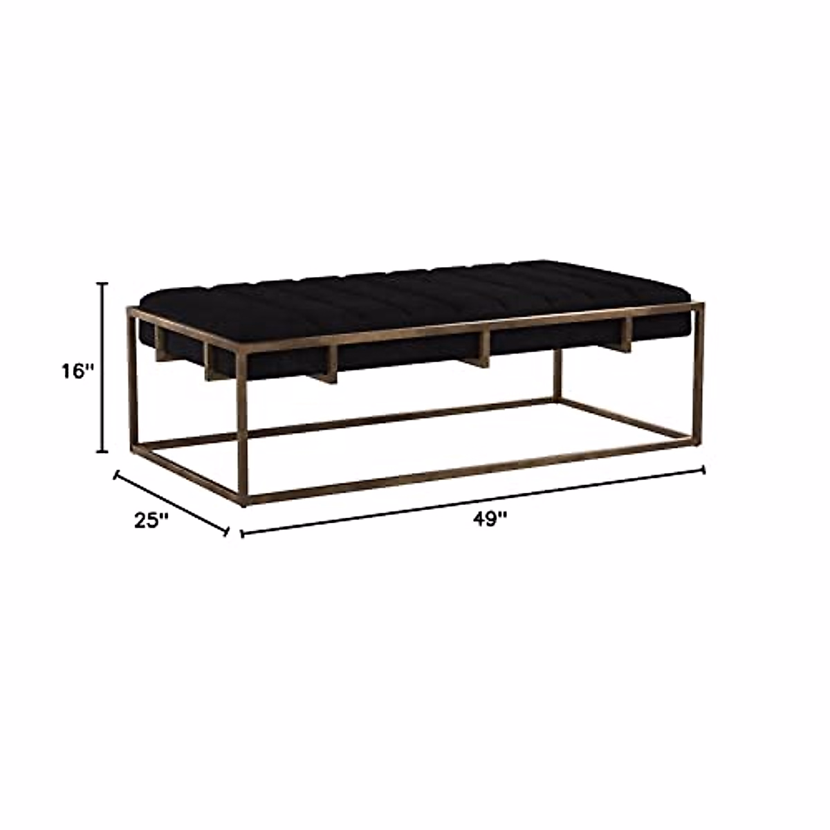 Christopher Knight Home Vassy Modern Velvet Ottoman Bench with Brass Finish, Black