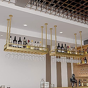 KEPMOGOH Ceiling Wine Glass Rack, Adjustable Hanging Metal Wine Holder Cabinet, Floating Iron Bottle Holder Wine Shelf, Wall-Mounted Wine Rack Storage Shelve for Bar Cafe Kitchen Party(Size : 120cm)