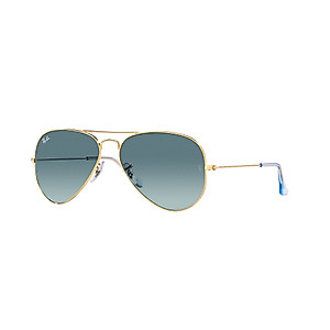Ray-Ban RB3025 Classic Aviator Sunglasses, Gold/Blue Gradient Grey, 58 mm