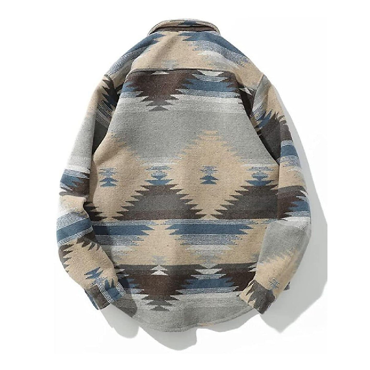 FindThy Men’s Brushed Flannel Shirts Ethnic Aztec Print Button Up Lapel Tribal Shirt Jacket Shacket(0682-Grey-L-LB)