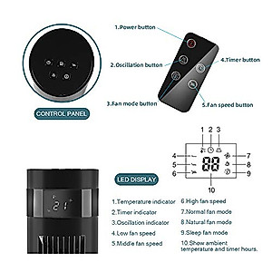Kismile 43” Portable Quiet Tower Fan with Oscillation,Remote Control,3 Powerful Wind Speed and 3 Modes Setting, Built in 12 H Timer LED Display Compact Standing Fan for Bedroom,Home,Office (43 Inch, Black)