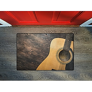 VIKKO Stylish Guitar Wooden Doormat Floor Mat 31 x 20 inch Indoor Entrance Rug Decor Entryway