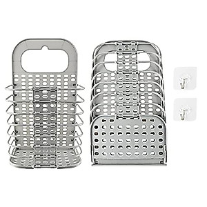 HOME-X Collapsible Laundry Hamper, Plastic Clothes Hamper and Collapsible Laundry Basket, Convenient Hanging Laundry Hamper, 18" L x 10 ½” W x 6 ½” H, Gray