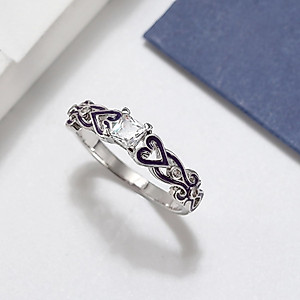 Ginger Lyne Collection Cherri Purple Princess Cut Engagement Wedding Band Bridal Set