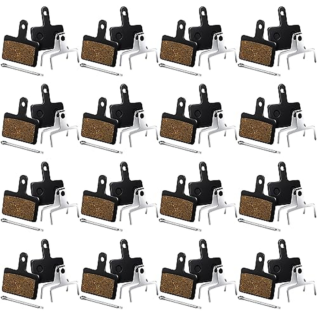 BBTO 16 Pairs Bike Brake Pads Disc Brake Pads with Installation Tools Bicycle Brake Pads for Ebike Mountain Bike (Resin Semi Metallic)