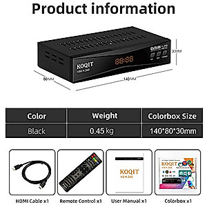 Koqit V5H H.265 Free To Air FTA Satellite Receiver DVB-S2 Satellite TV Receiver HEVC DVB S2 Galaxy 19 Receivers Sat DVB Finder Meecast Biss PVU YouTube TV Decoder DVB2IP Box