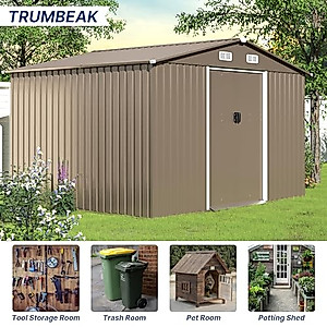 Trumbeak 10FT x 8FT Metal Outdoor Storage Shed,Utility and Tool Shed Storage House w/Lockable Sliding Doors & Air Vent,Garden Shed for Backyard,Garden,Patio,Lawn