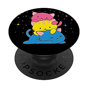 Pansexual Kawaii Cat Anime Art Cute Pan Pride PopSockets PopGrip: Swappable Grip for Phones & Tablets