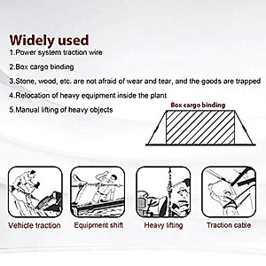 PRFFWK 4 Ton (8,800LBS) Load Capacity Heavy Duty Steel Cable Dual Gear Power Ratchet Come Along Puller Tool,2 Hook Steel Cable Puller with Dual Gears & Anti Skid Handle