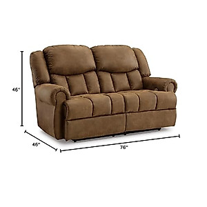 Signature Design by Ashley Boothbay Classic Faux Leather Power Power Reclining Loveseat with USB Ports, Dark Brown