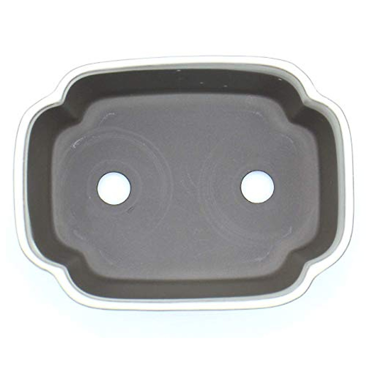 Bonsai Tree Pot Ceramic Mokko (Quince) Cut Off Shaped Glazed (6.4", Cream-Yu)