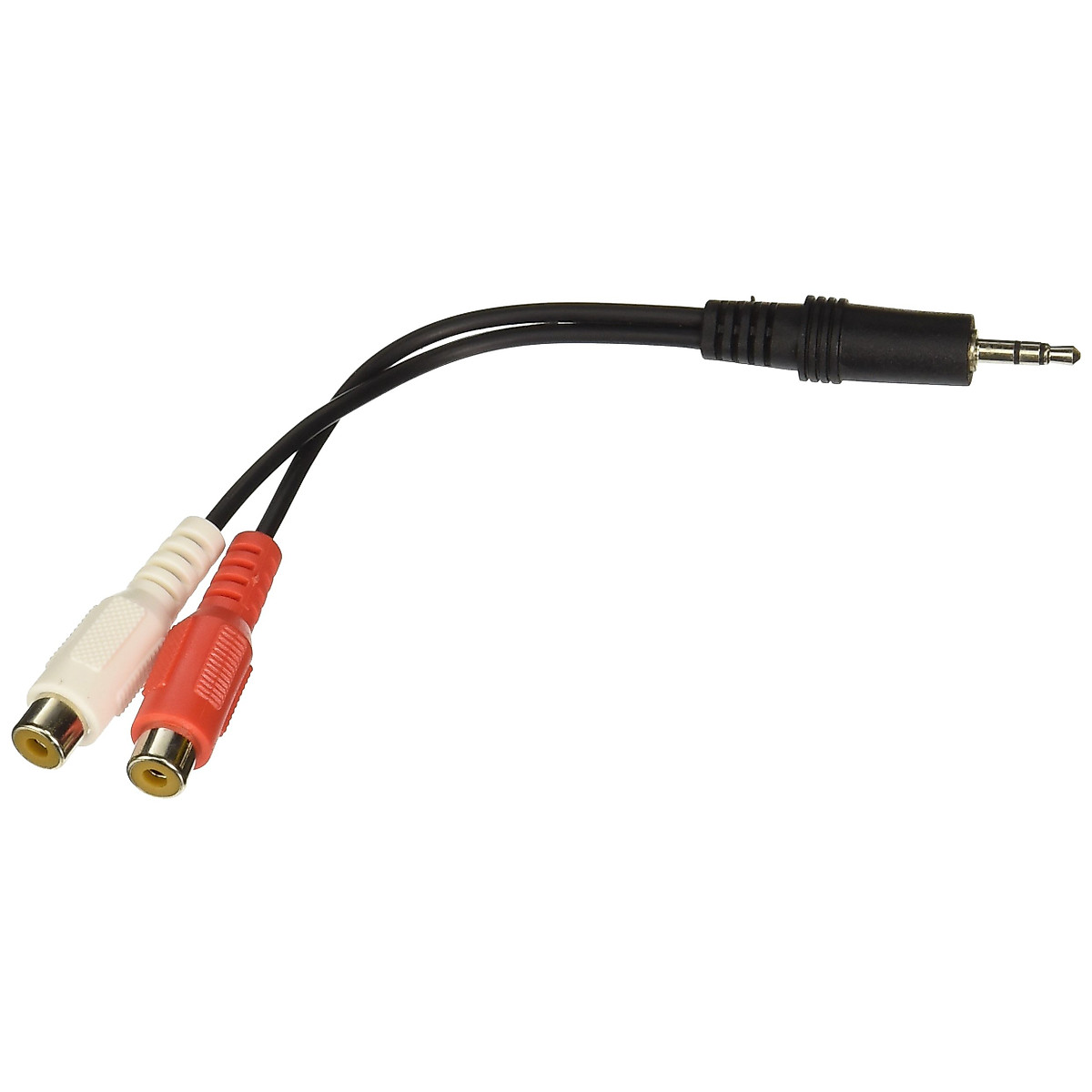 C2G Legrand 3.5mm Stereo Male to RCA Stereo Female, Stereo Audio Extension Cable, Audio Y-Adapter Cable, Black Dual RCA to 3.5mm Adapter, 6 Inch, 1 Count, C2G 40422