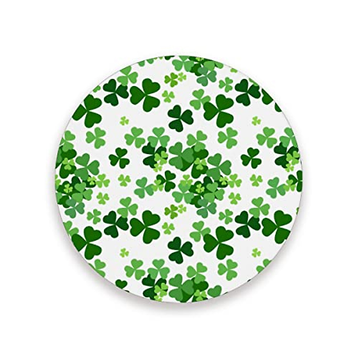 Lucky Clover Shamrocks Drink Coaster with Cork Base, Patrick Day Round Moisture Absorbent Coasters Set Tabletop Protection Home Decor