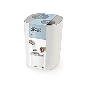 Joseph Joseph 70514 Split Trash Can Recycle Bin Dual Compartments Removable Bucket, 2 gallon/8 liter, Gray