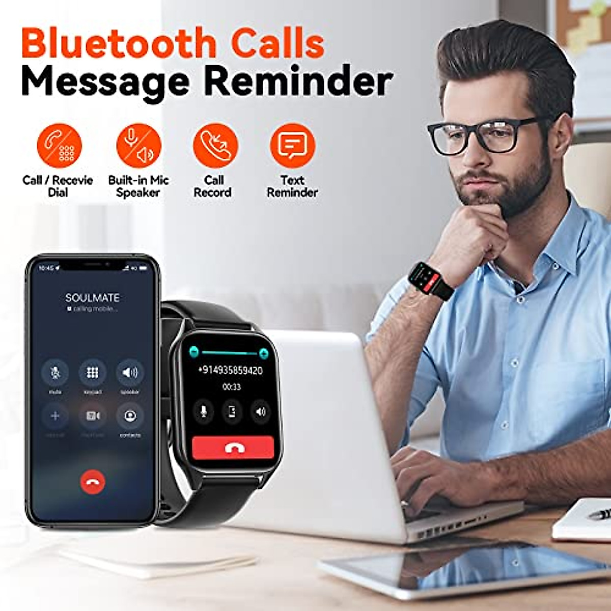 Smart Watch for Men Women with Bluetooth Call, 2023 Newest 1.95''HD DIY Dial Fitness Activity Tracker Waterproof Fitness Watch with Heart Rate Sleep Monitor, Multi-Sports Smartwatch for Android iOS…